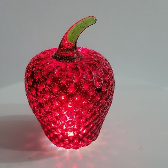 Accents | Vintage Realistic Strawberry Glass Paperweight Focus Red ...